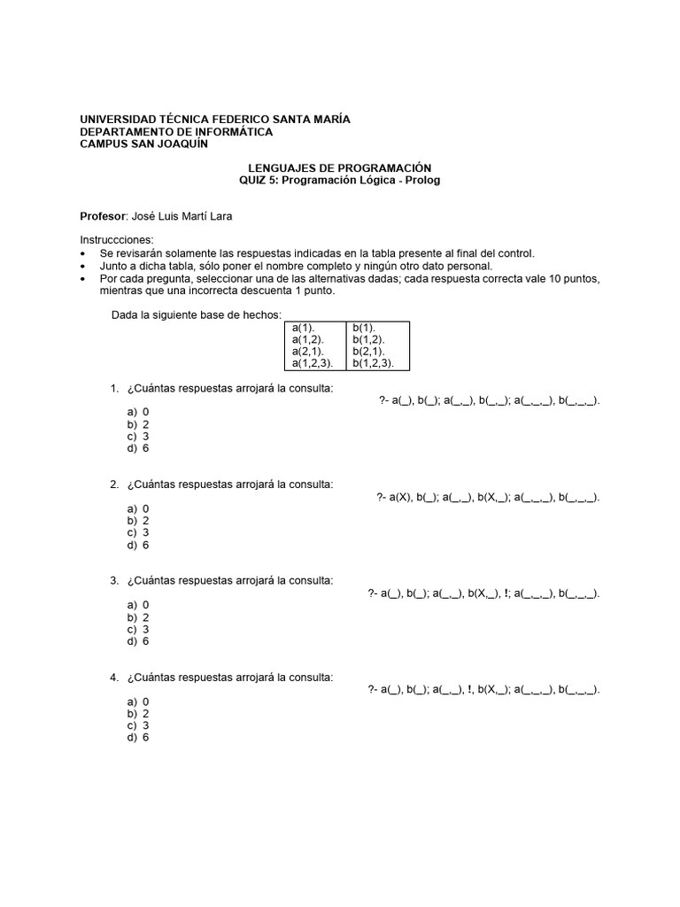 Quiz 5 | PDF | Programación de computadoras | Informática