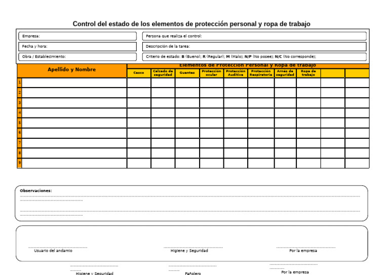 FS 015 Control de EPP y Ropa | PDF