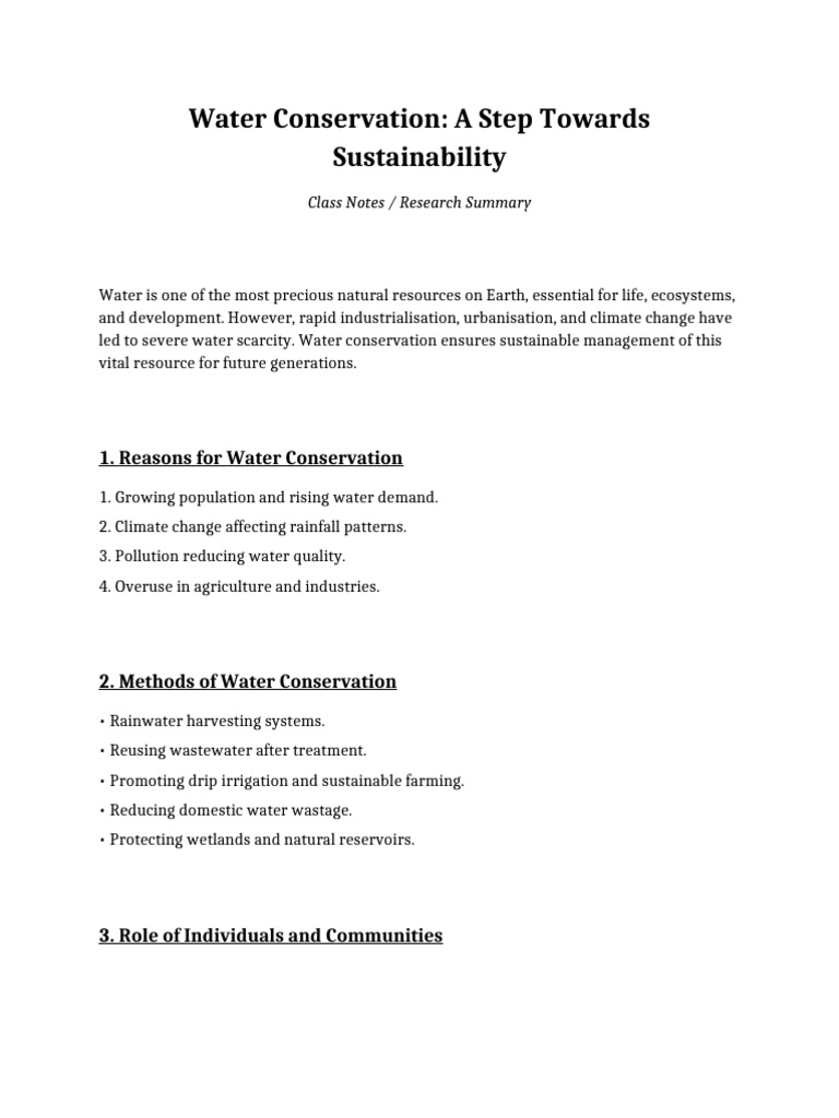 Water Conservation Strategies for Sustainability | PDF