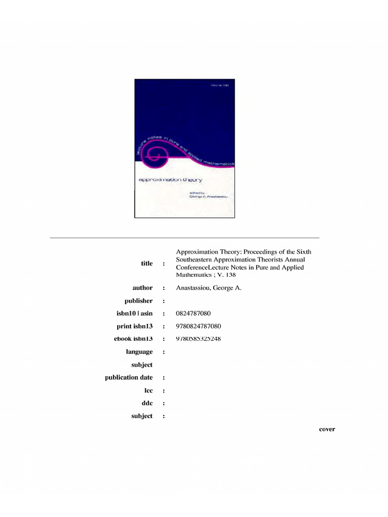 Approximation Theory (Georg - (Z-Library) | PDF
