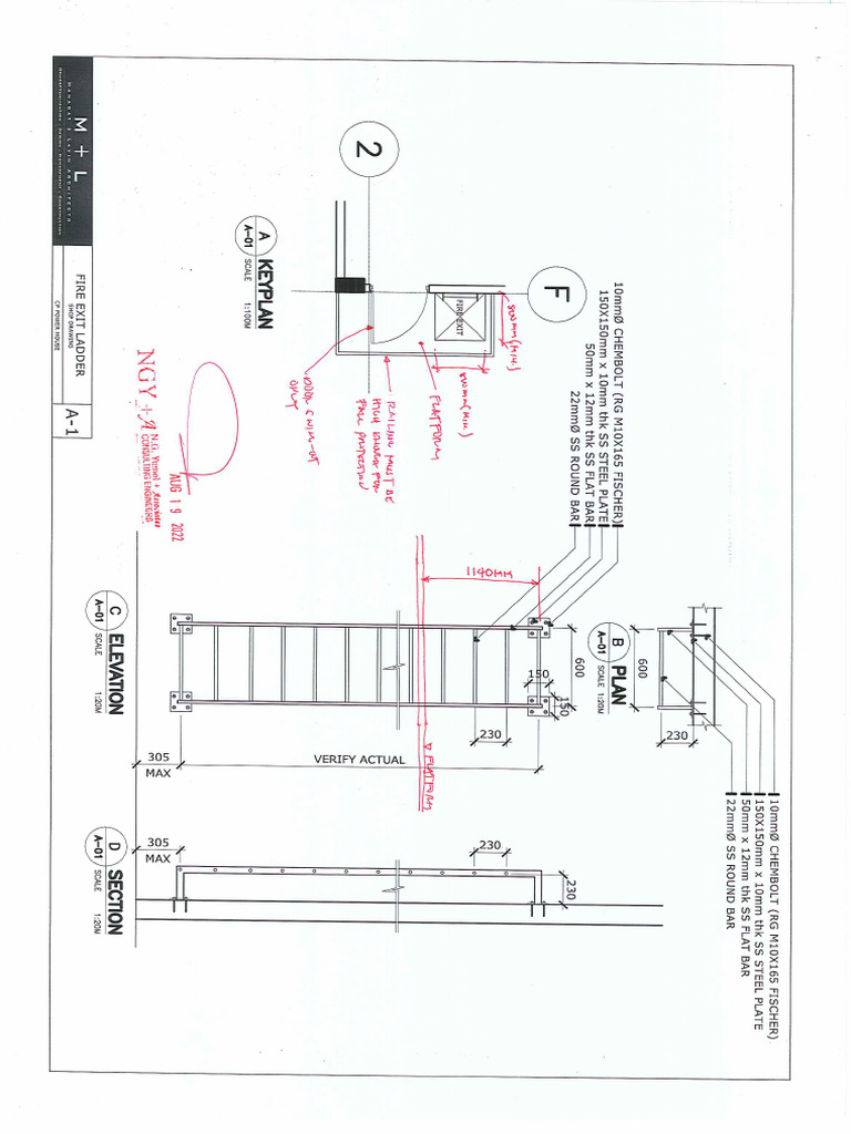 Fire Exit Ladder Shopdrawing | PDF