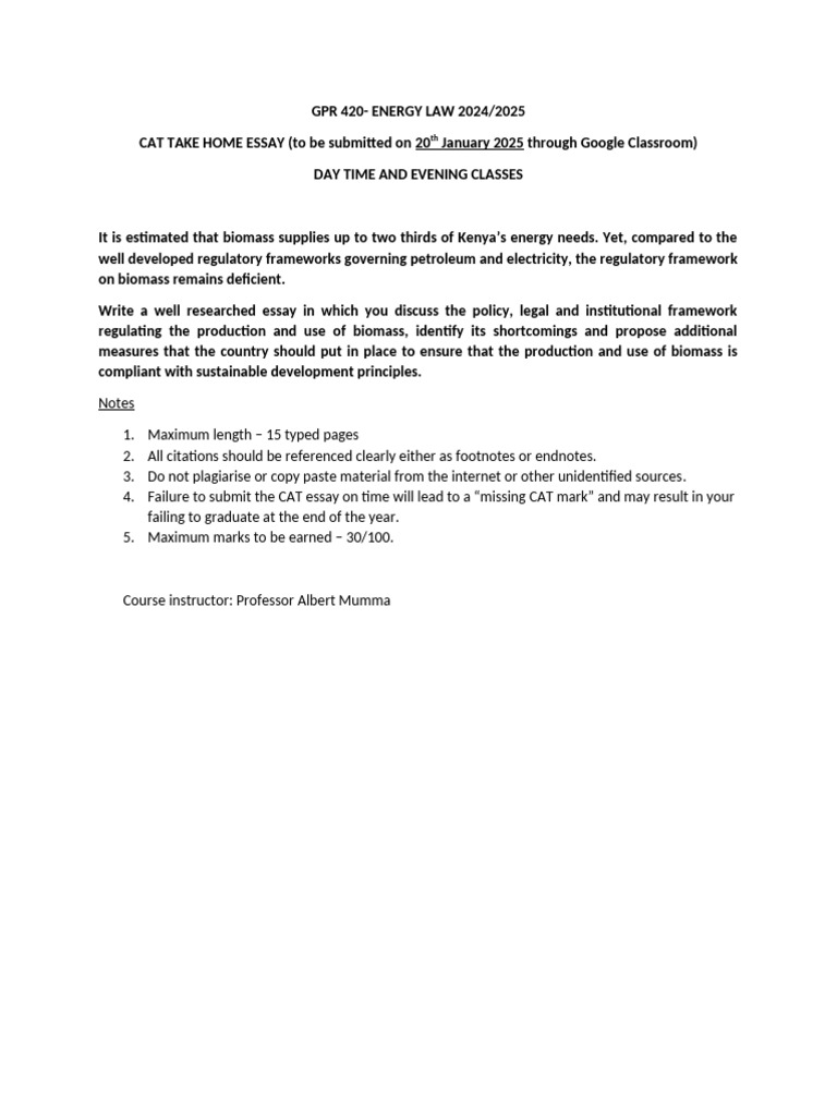 GPR 420 - Energy Law Cat 2024-25 | PDF