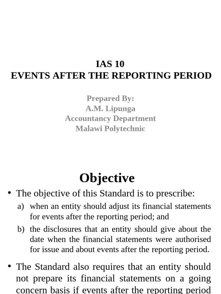 IAS 10 Events After The Reporting Period | PDF | Going Concern ...