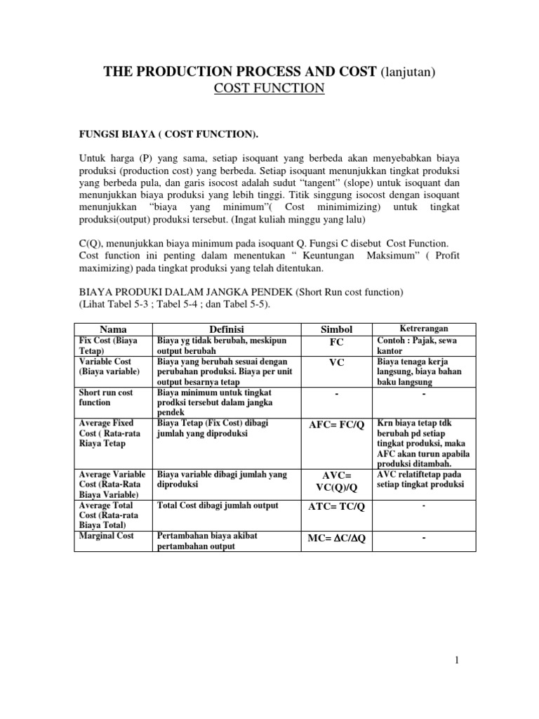 The Production Process and Costs | PDF
