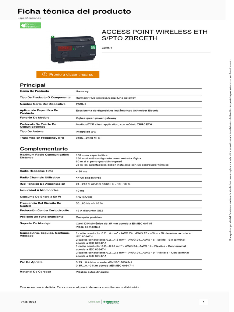 Schneider Electric Harmony-XB5R ZBRN1 | PDF | Redes de computadoras ...