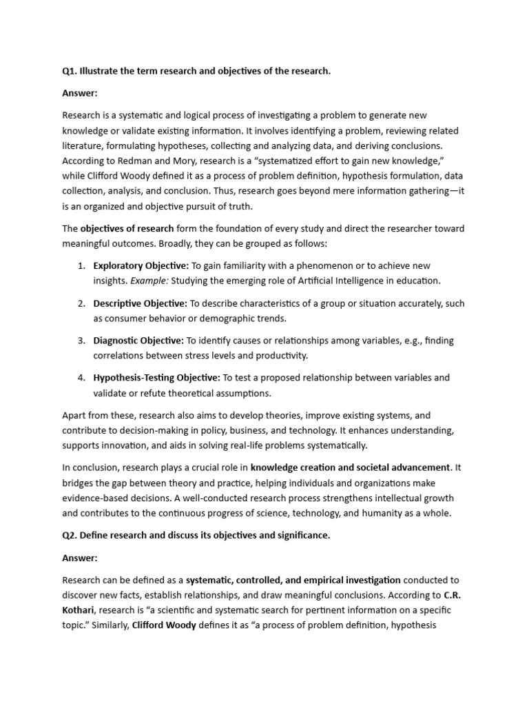 Understanding Research Objectives and Importance | PDF | Quantitative ...
