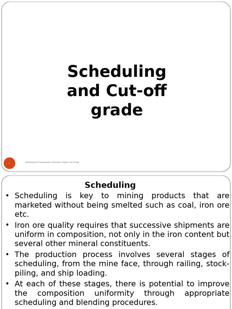 Scheduling and Cut-off Grade in Mining | PDF | Mining | Ore