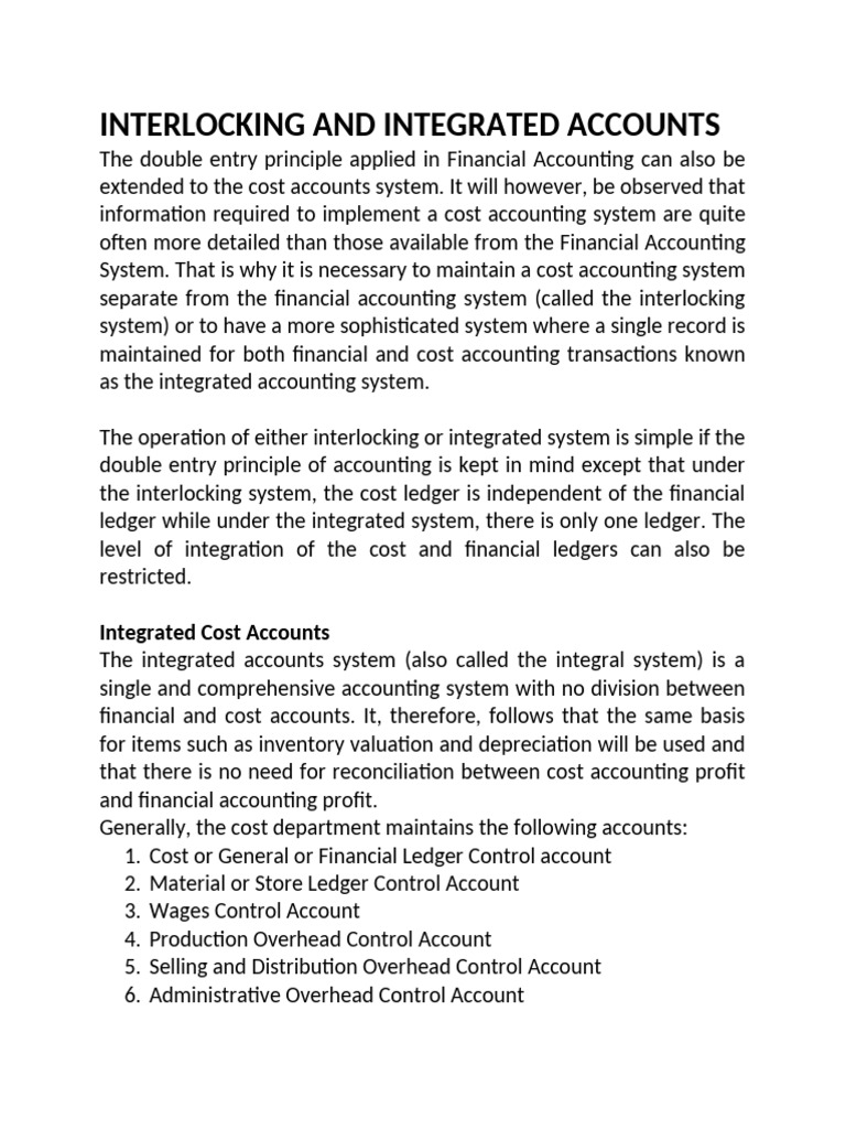 Interlocking vs Integrated Accounting Systems | PDF | Financial ...