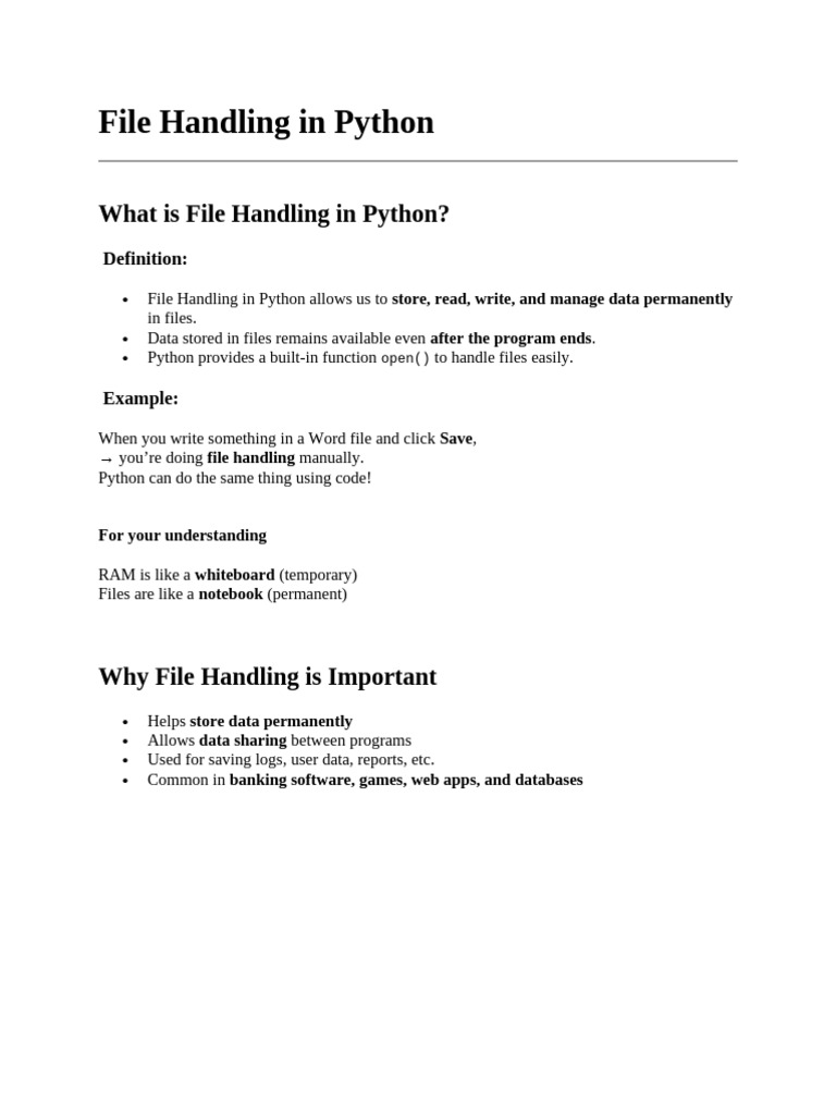 File Handling in Python Today | PDF | Computer File | Text File