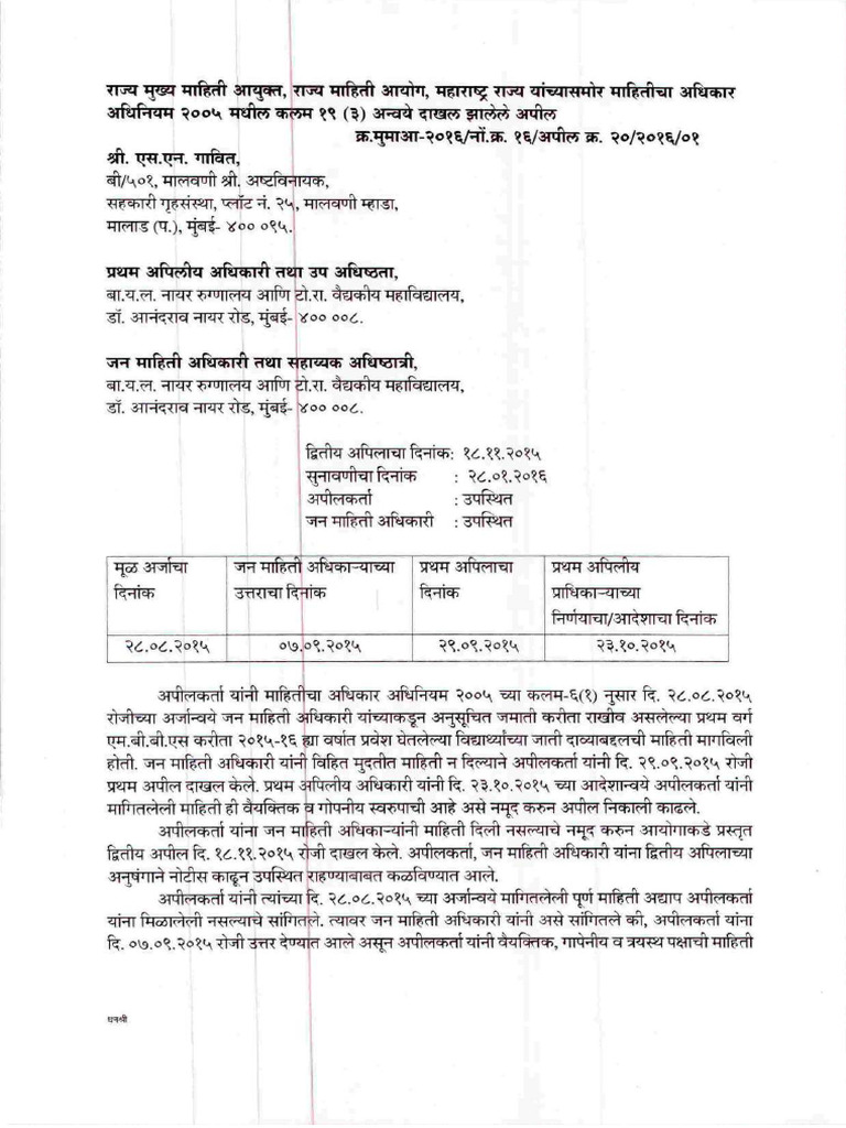 RTI 2nd Appeal Orders - Compressed | PDF