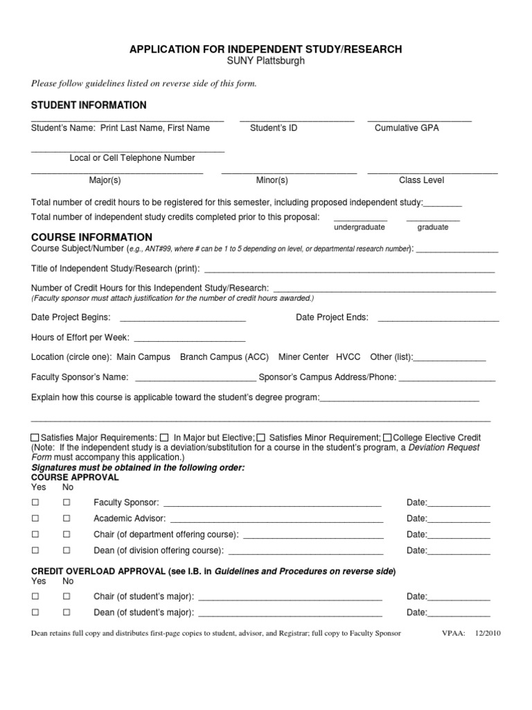 Independent Study Form 2010 | PDF | Postgraduate Education | Graduate ...