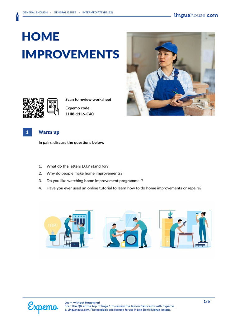 Home Improvements Vocabulary & Activities | PDF