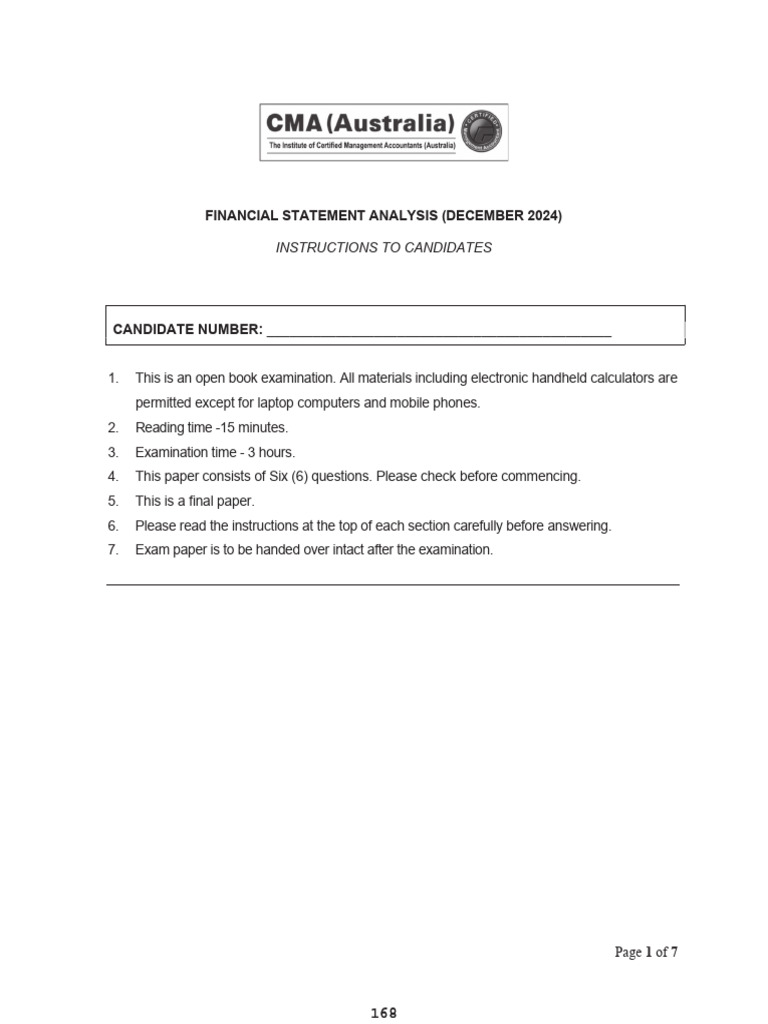 Financial Statement Analysis Exam Guide | PDF | Valuation (Finance ...