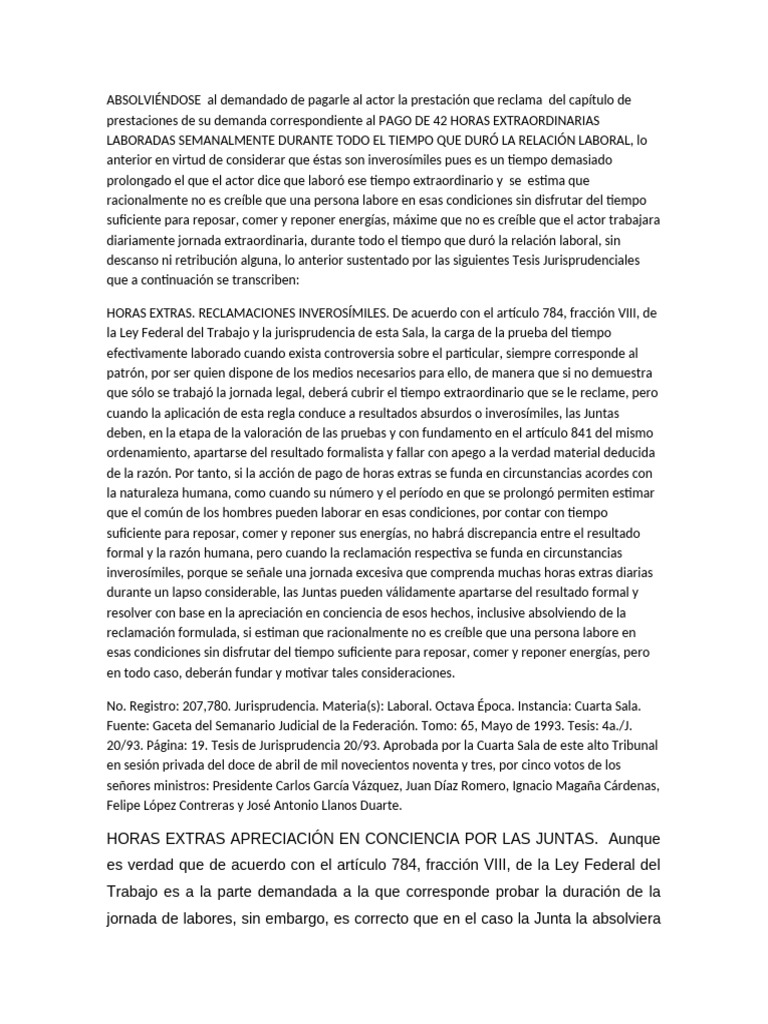 Tiempo Extraordinario Inverosimil | PDF | Caso de ley | Justicia