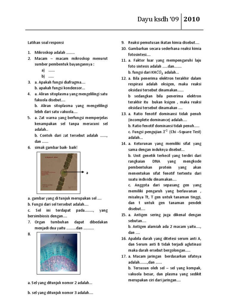 Latihan Soal Responsi Biologi | PDF