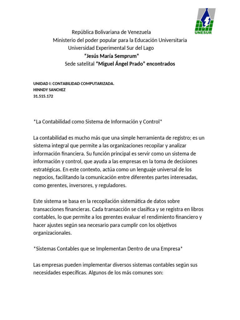Contabilidad Computarizada Unidad I | PDF | Contabilidad | Estado ...