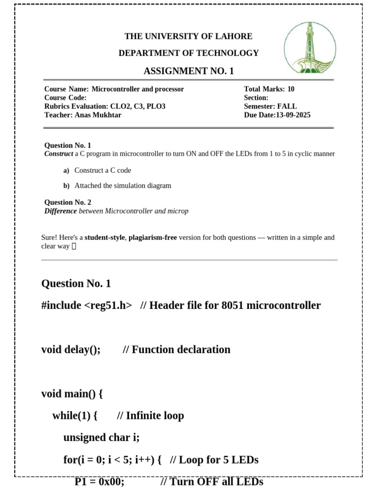 Microprocessor Assignment 1 | PDF | Software Engineering | Central Processing Unit