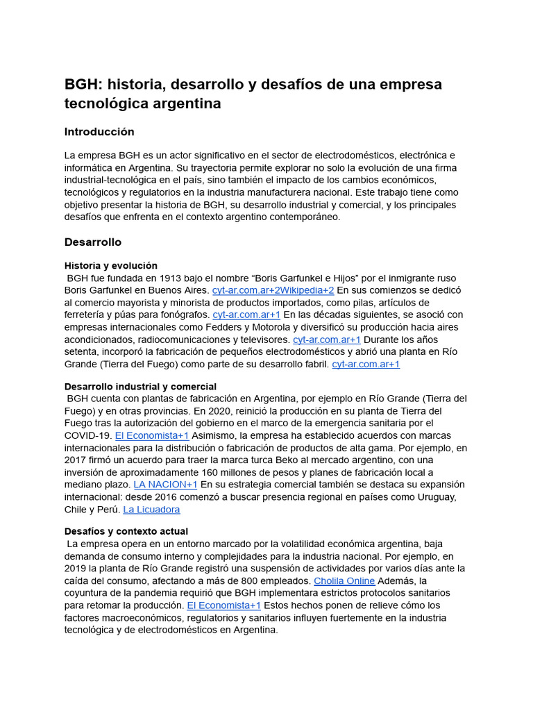 Historia y desafíos de BGH en Argentina | PDF | Argentina | Economias