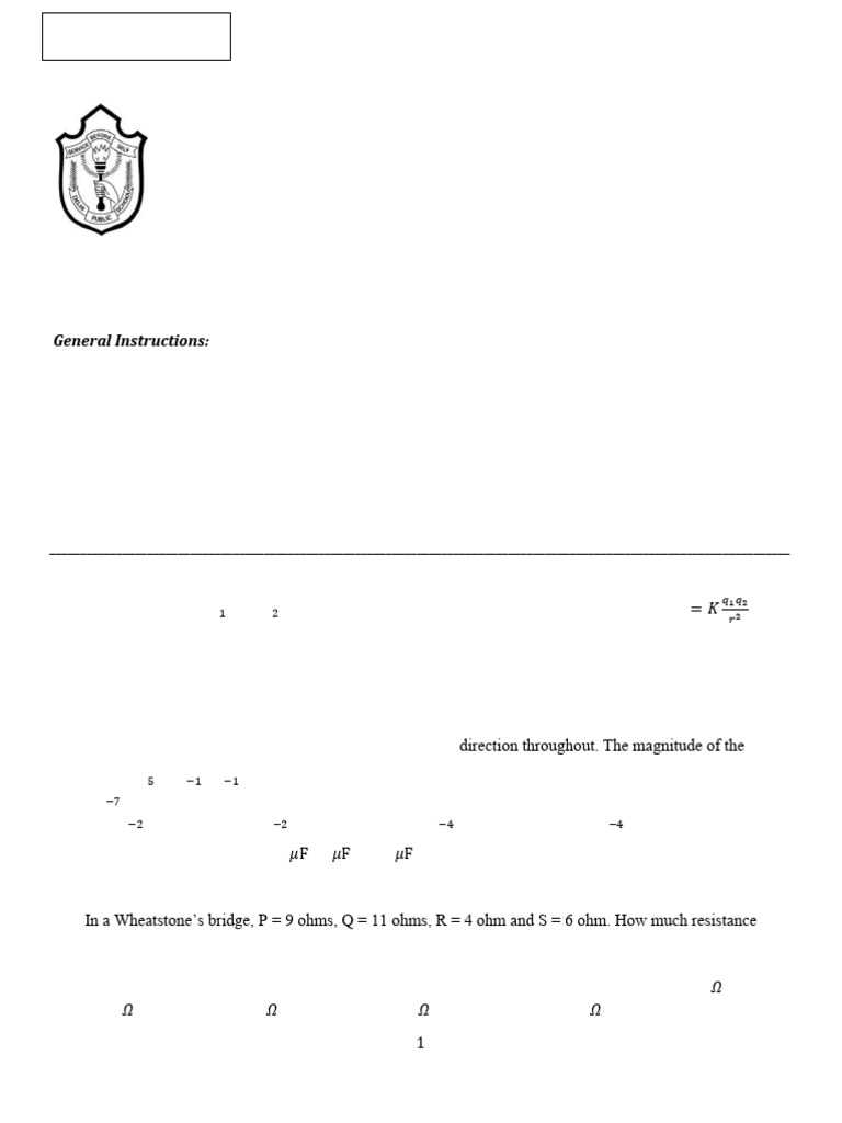 Physics Practice Paper Class XII 2025-26 | PDF | Photoelectric Effect ...