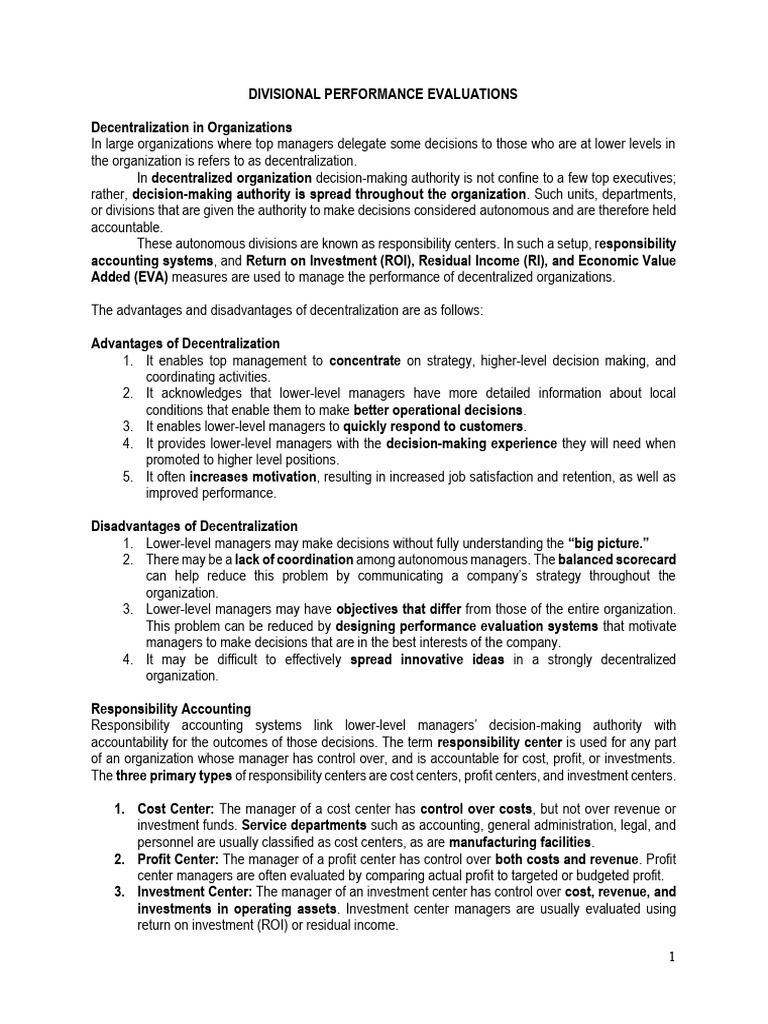 Divisional Performance Evaluations - 065904 | PDF | Return On ...