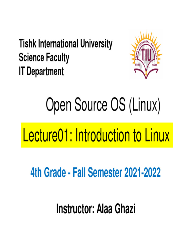 LINUX Open Source OS Lect 01 Introduction | PDF | Linux | Linux Distribution