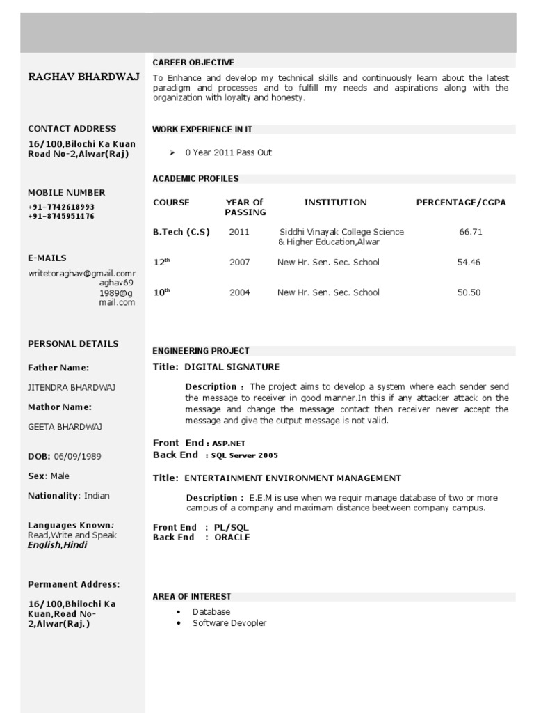 Raghav Bhardwaj's IT Resume | PDF | Computers | Technology & Engineering