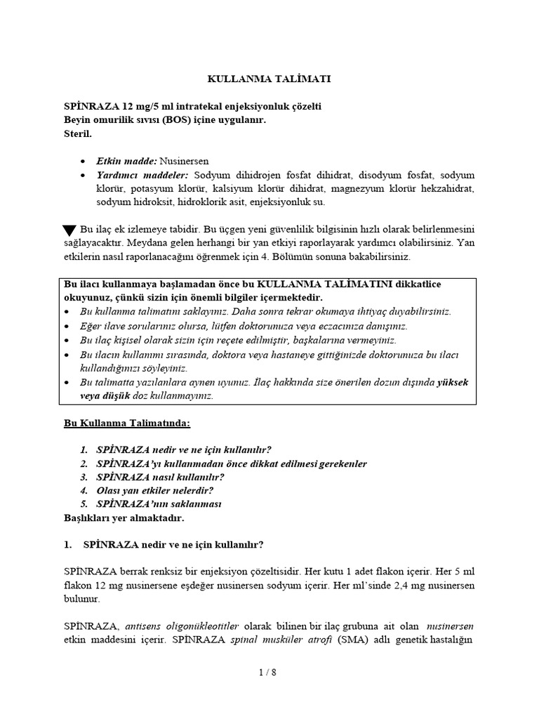 Spinraza Sma Prospektüs | PDF