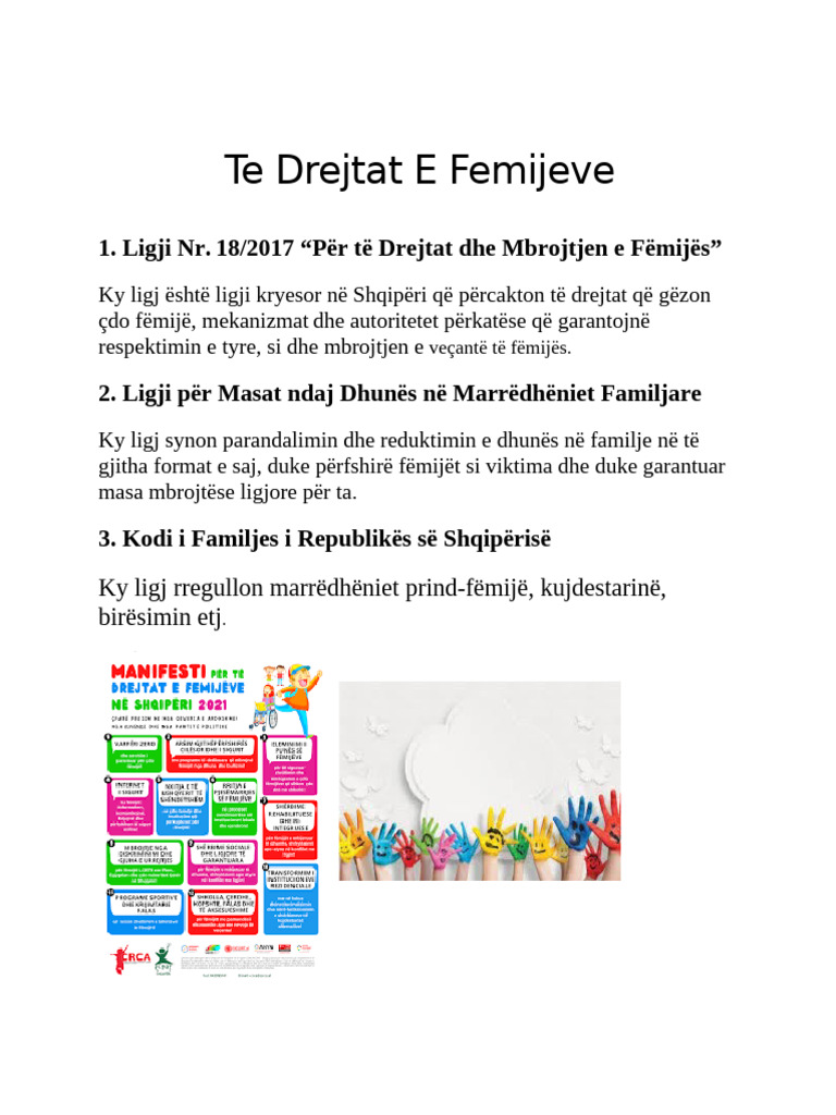 Te Drejtat E Femijeve | PDF