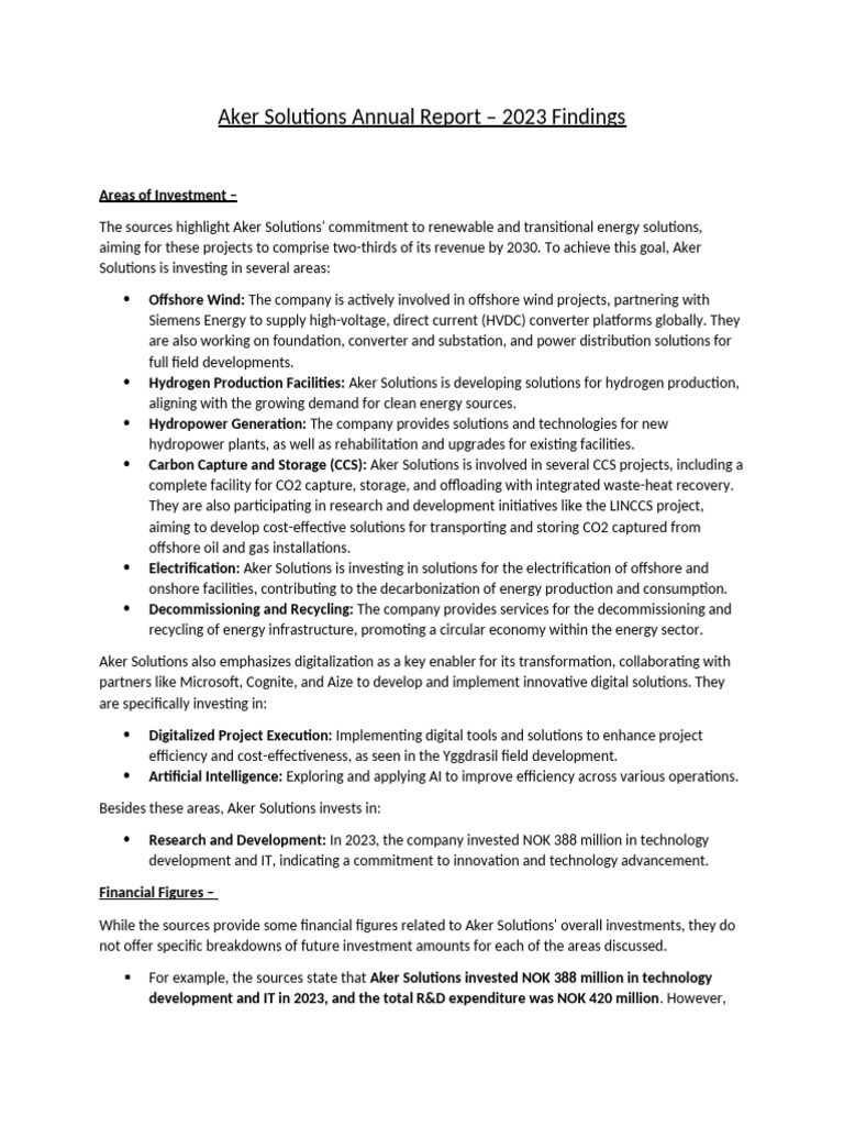 Aker Solutions 2023 Annual Report Insights | PDF | Energy Development ...