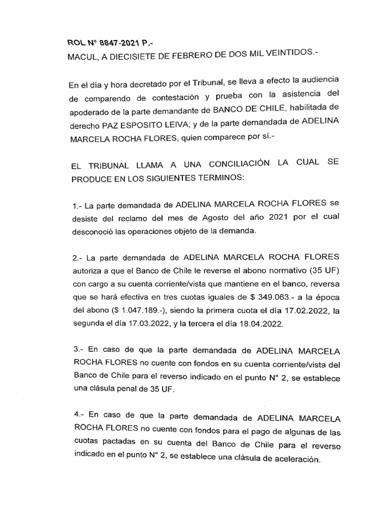 Adelina Marcela Rocha Flores Avenimiento | PDF