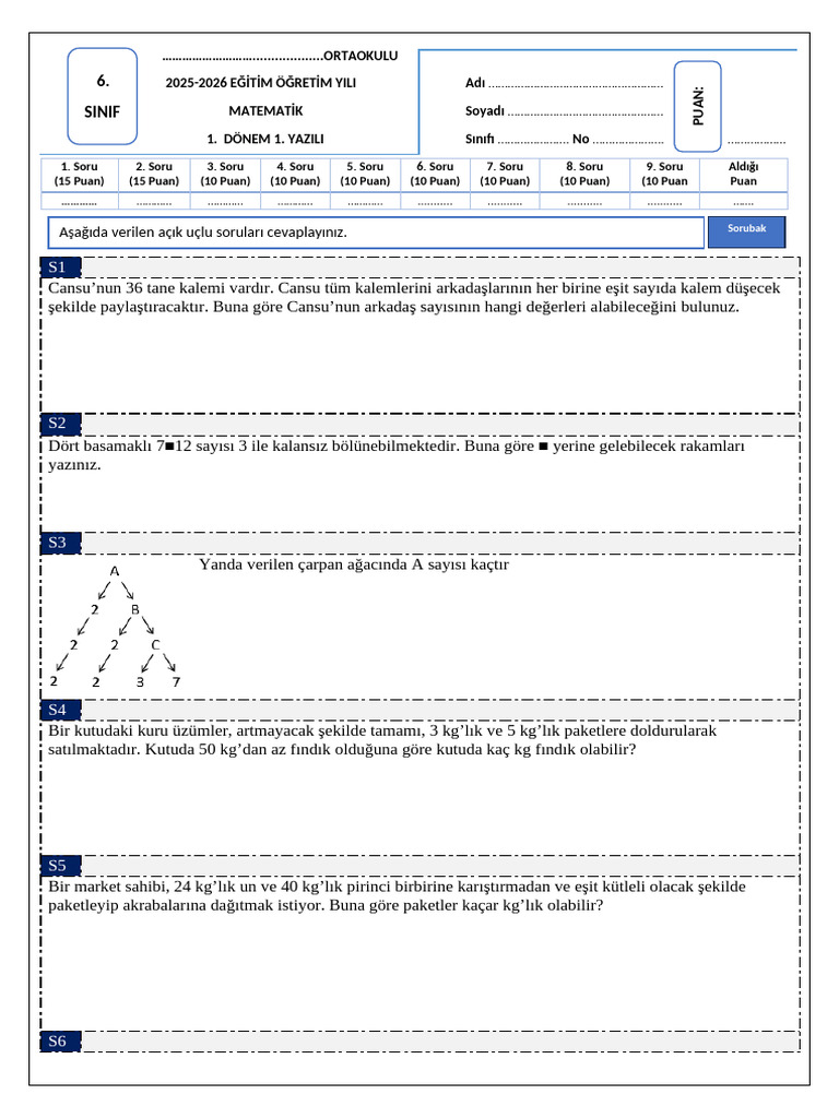 6 Sinif Matematik CVPL Sorubak Com 1d1y Dosya No 000088 Senaryo6 | PDF