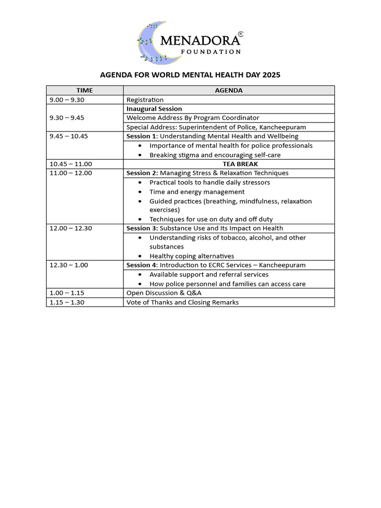 WMHD 25 Agenda | PDF