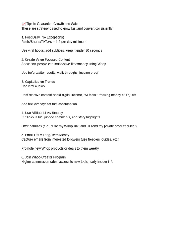 ? How To Guarantee Growth On Whop | PDF