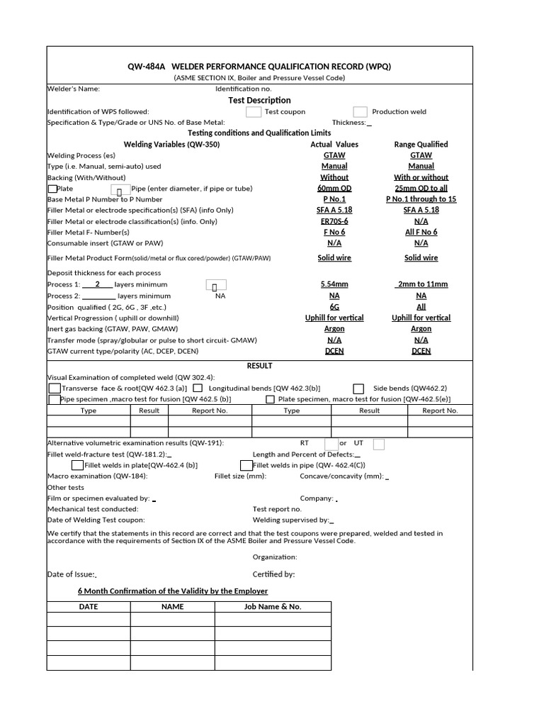 ASME IX Welder Performance Qualification | PDF | Welding | Construction