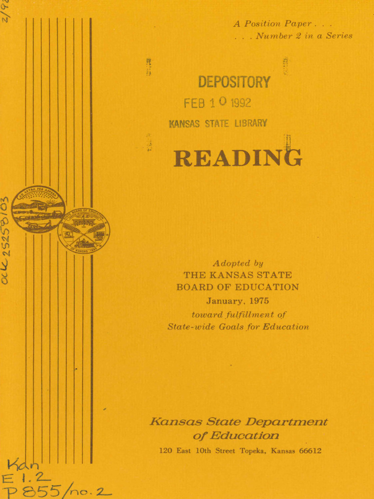 Kansas State Department of Education (1975) READING | PDF | Teachers ...