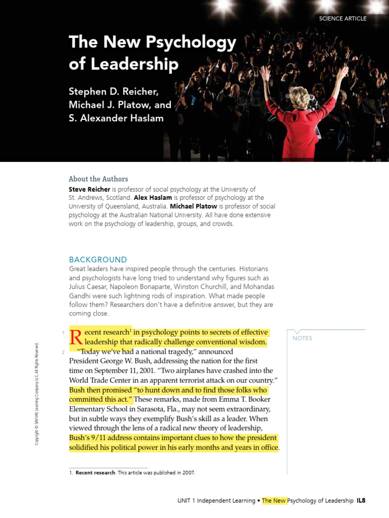 The New Psychology of Leadership PDF | PDF | Leadership | Identity ...