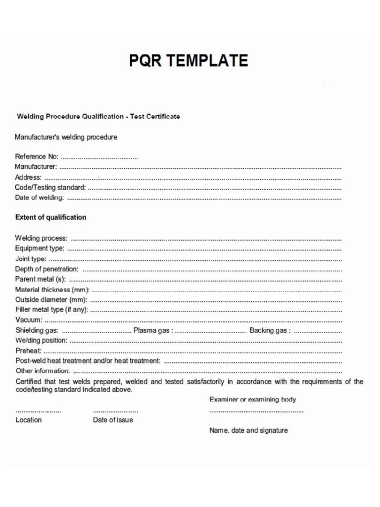 PQR Template | PDF