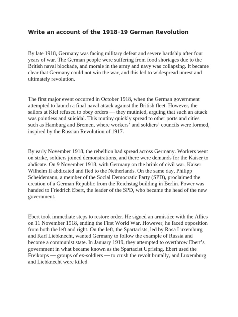 1918-19 German Revolution Overview | PDF | Weimar Republic | Communism