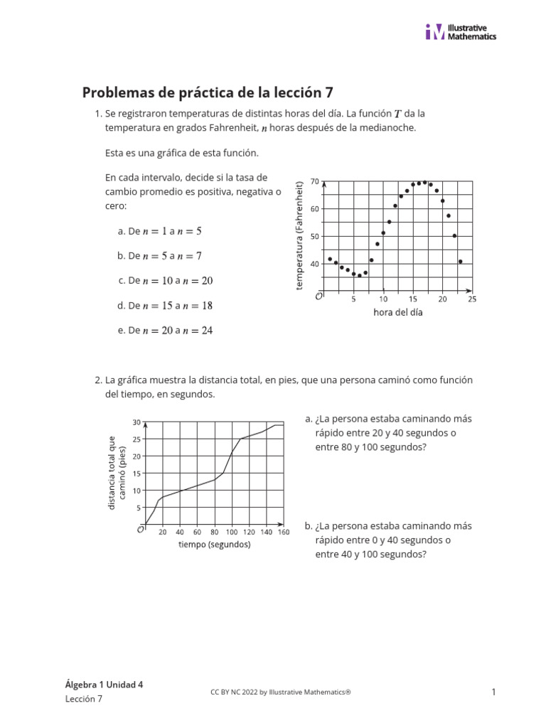 Álgebra1 4 7 Lesson Curated Practice Problem Set | PDF | Matemáticas
