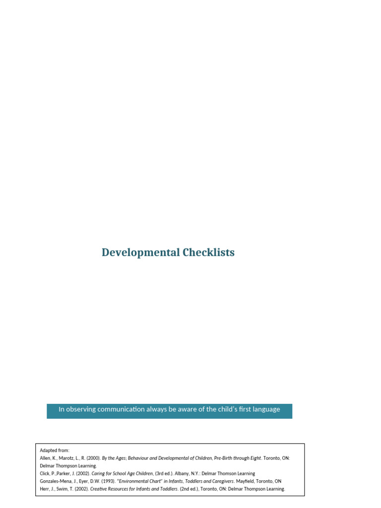 Developmental Checklists for Ages 4-6 | PDF | Psychology | Human ...