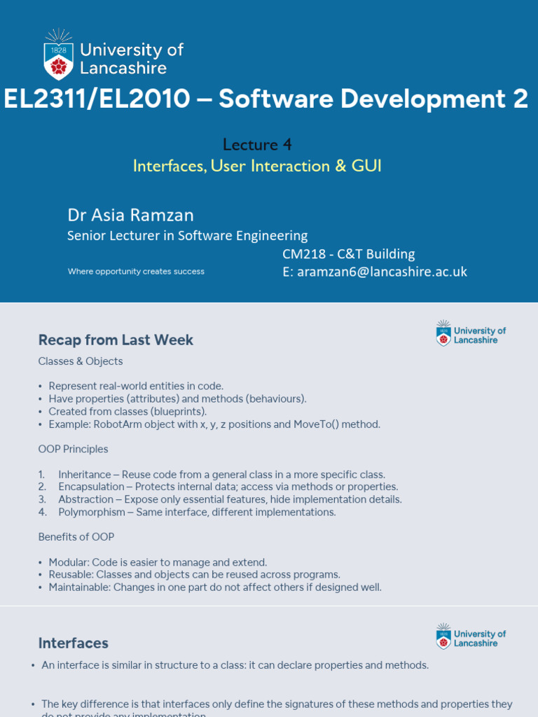 Week 4 - Interfaces, User Interaction & GUI | PDF | Graphical User Interfaces | Method (Computer ...