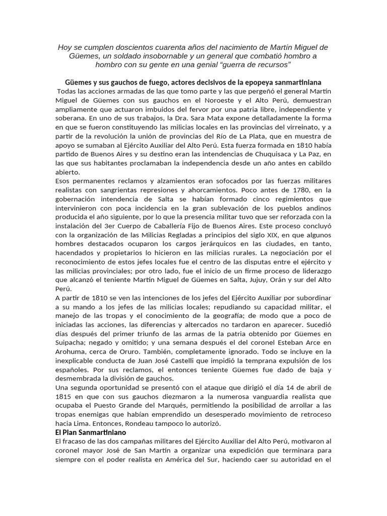 13 Guemes y Sus Gauchos de Fuego. Actores Decisivos de La Gesta ...