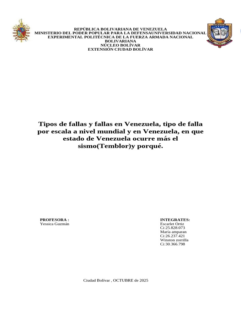 Tipos de Fallas y Fallas en Venezuela. | PDF