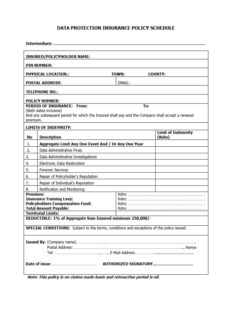 Data Protection Policy Schedule | PDF