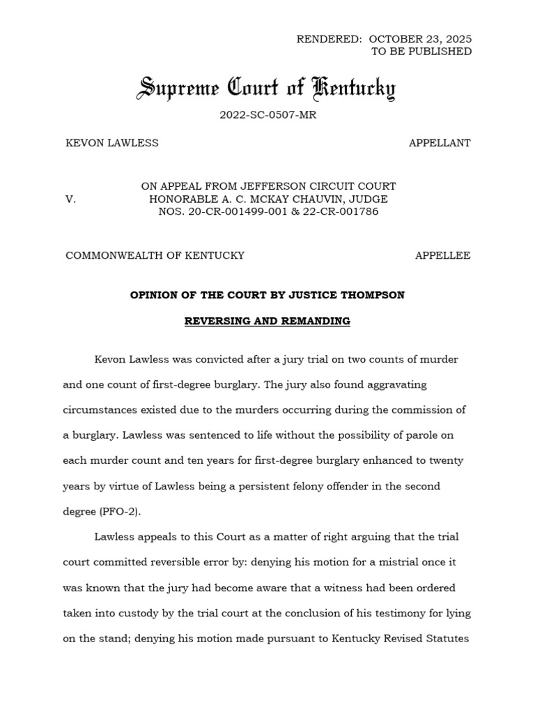 Kevon Lawless Appeal Decision Summary | PDF | Trials | Perjury