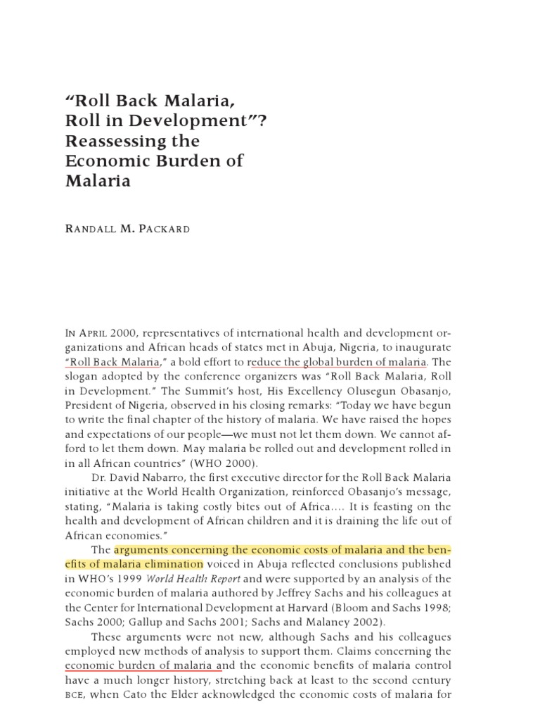 Packard Roll Back Malaria | Download Free PDF | Wellness | Medical