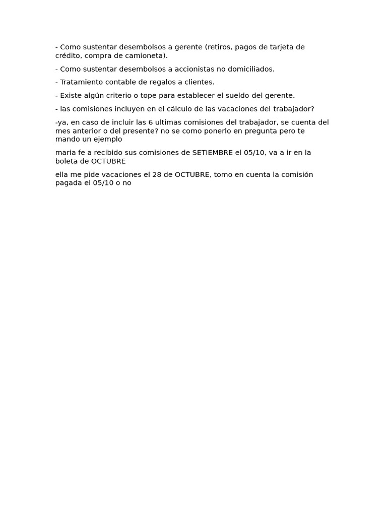 Sustento de Desembolsos y Comisiones Laborales | PDF