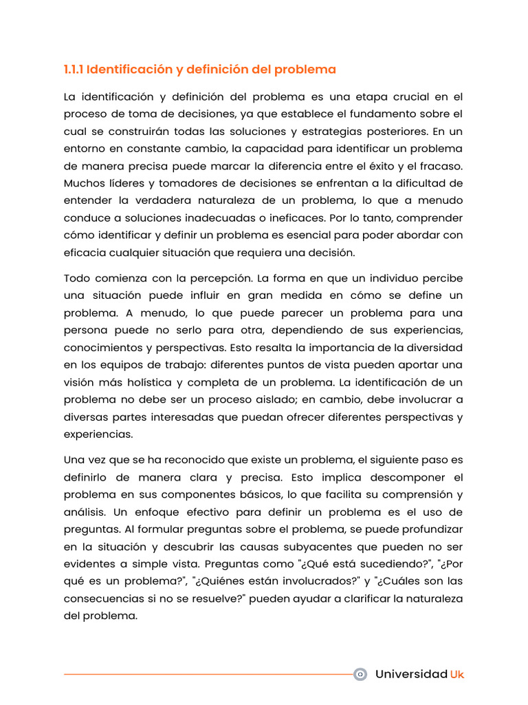 Identificación y definición del problema | PDF | Toma de decisiones ...