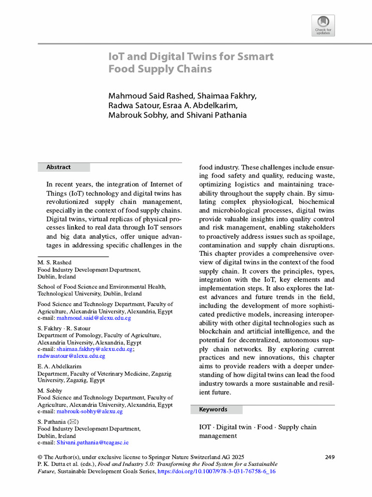 IoT and Digital Twins For Ssmart Food Supply Chains | PDF | Internet Of ...