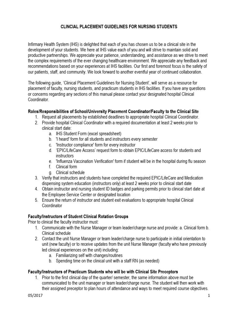 Clinical Placement Guidelines for Nursing | PDF | Nursing | Clinical Trial